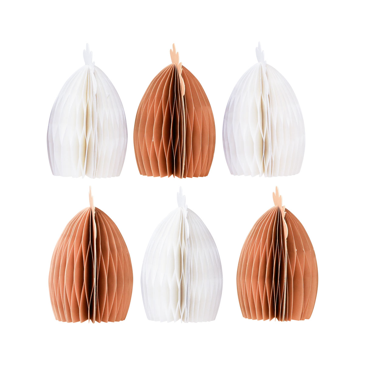 Deko Hühner Wabenpapier Weiß Orange 6 St 5,5×3,5×6cm | Floristik24