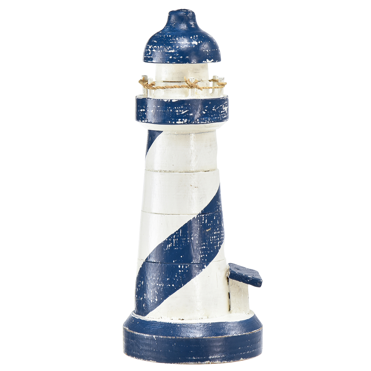 Floristik24.de Deko Leuchtturm Holz Blau Weiß Maritim Ø7,5cm H19cm-106013-BLAU