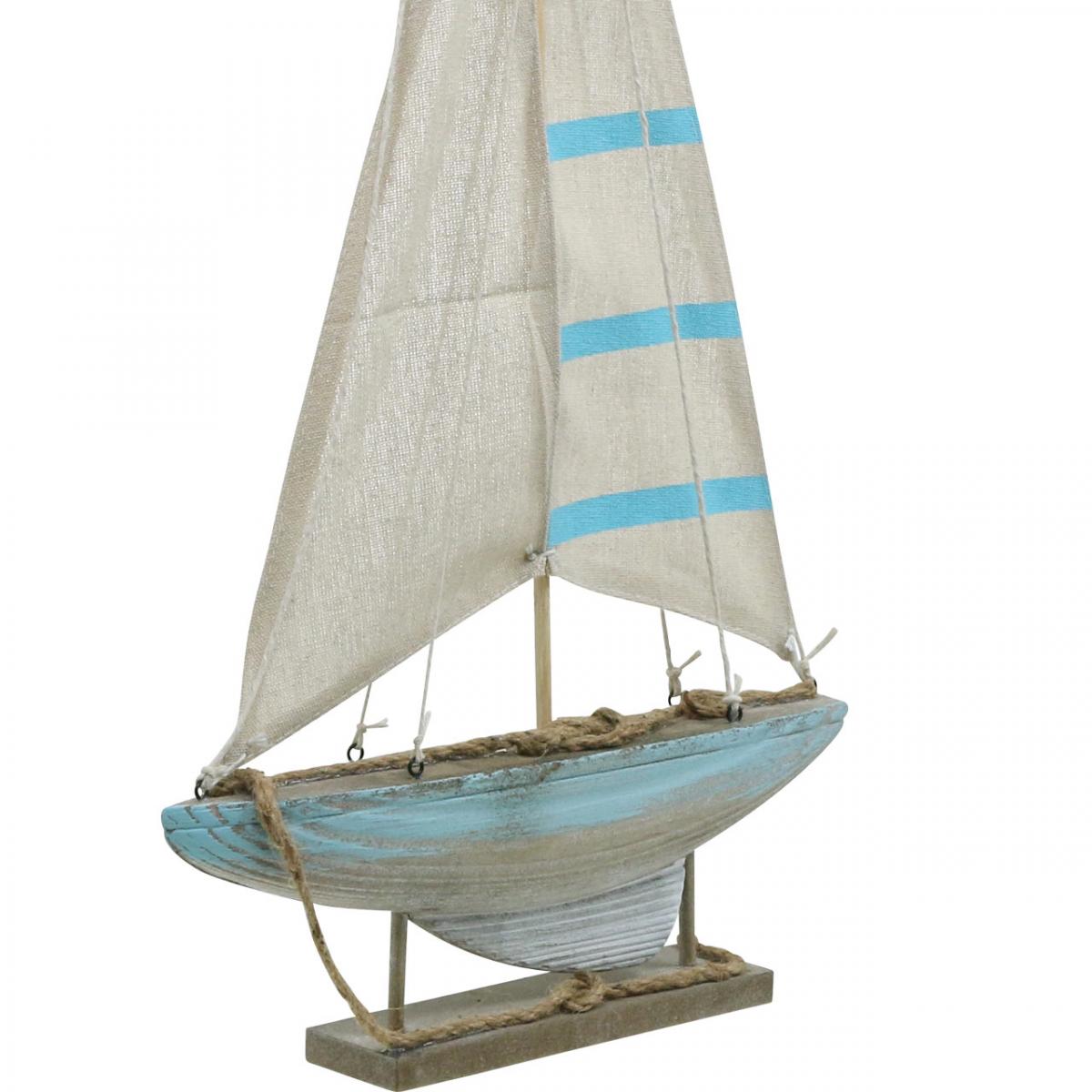 Floristik24.de Deko Segelboot Holz Blau-Weiß Maritime Tischdeko H54,5cm ...