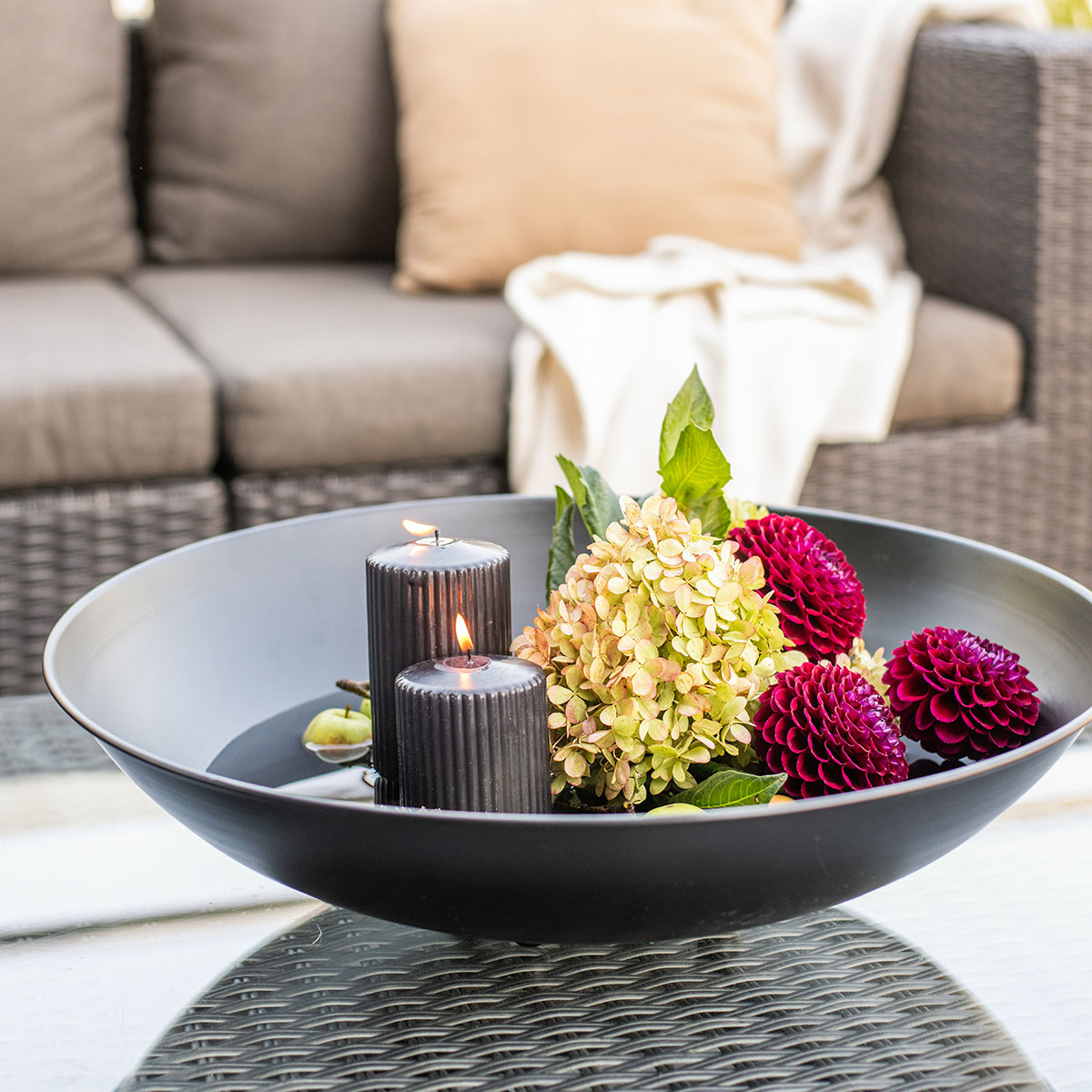 Floristik24.de Dekoschale Metall Schwarz Rund Metallschale mit Fuß ...