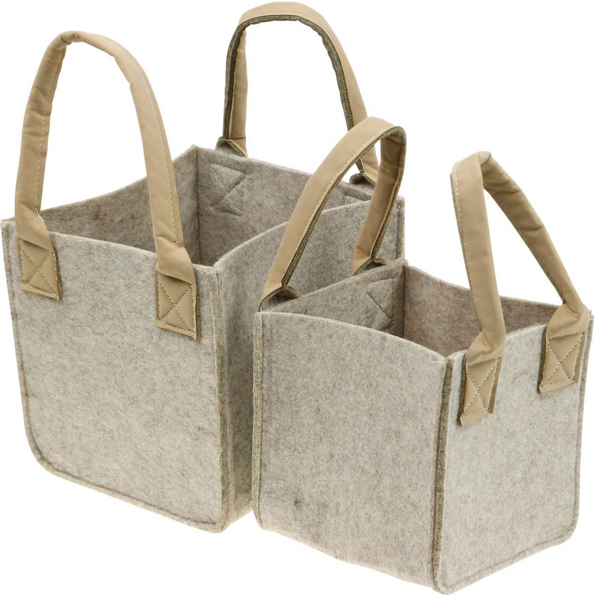 Floristik24.de Filz-Übertopf Filz Beige Filzkorb mit Henkeln Filzdeko ...