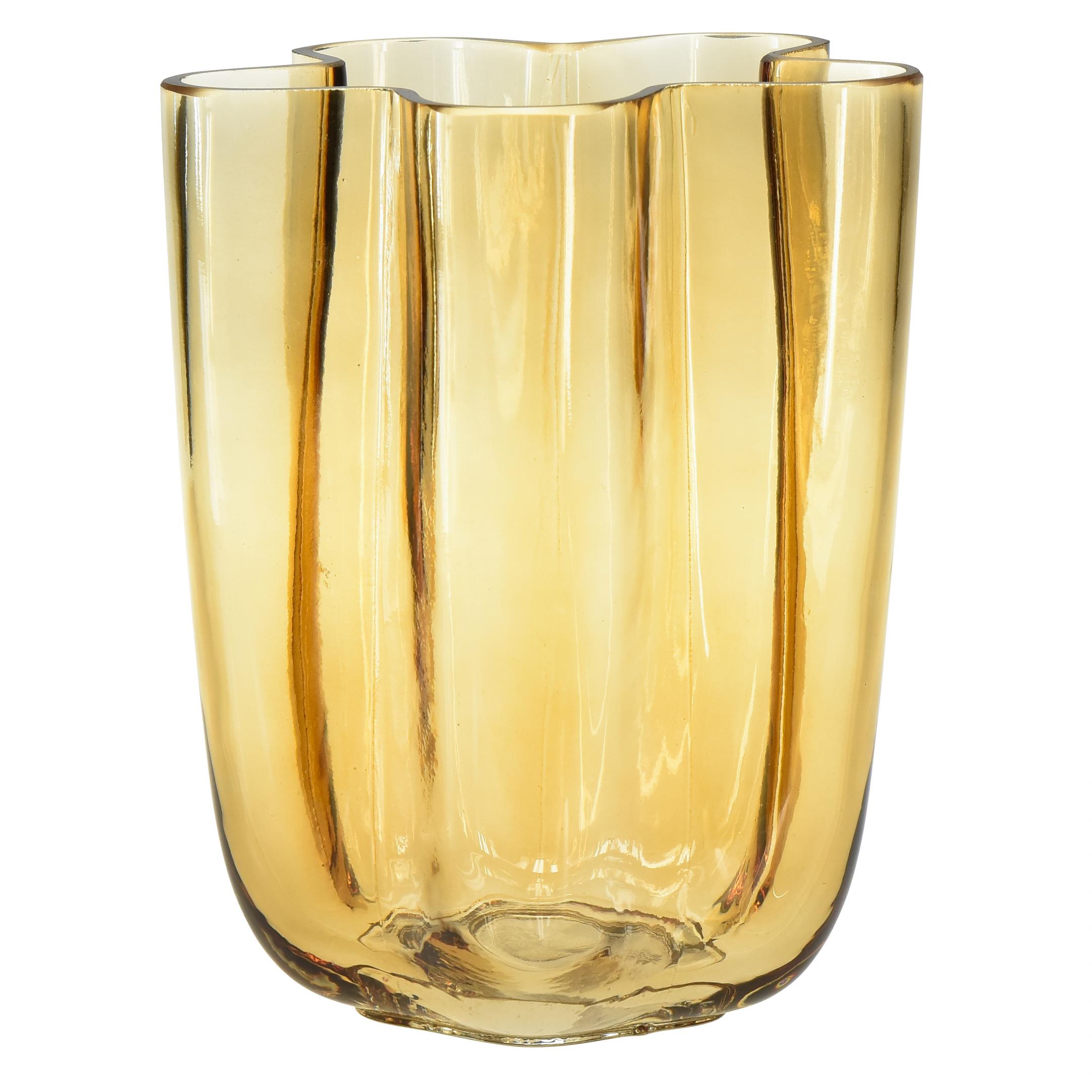 Floristik24.de Glasvase Braun Vase Glas Hellbraun Blüte Ø15cm H20cm