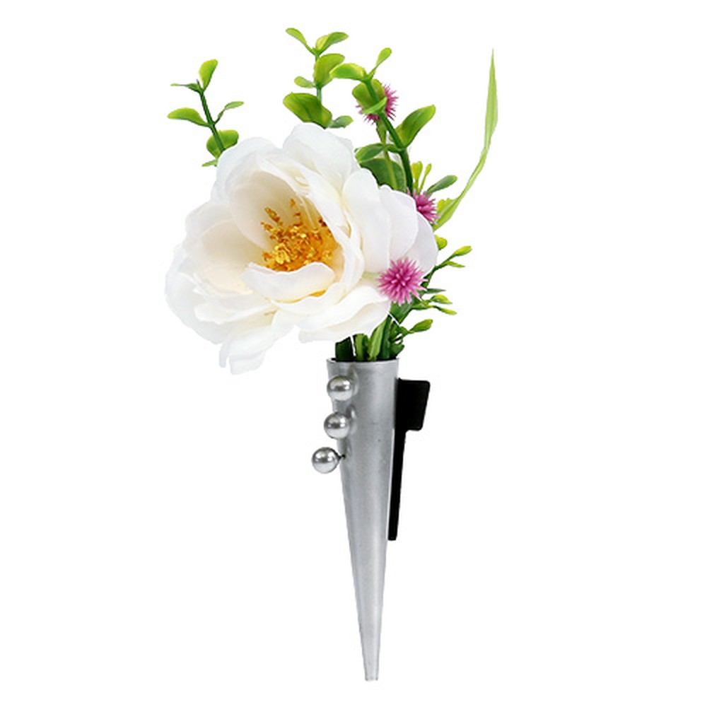 Floristik24.de Hochzeitsanstecker mit Magnet, glänzend Silber 7cm ...