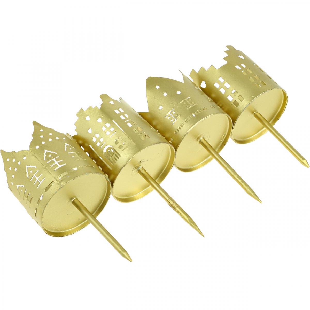 Floristik24.de Kerzenhalter Stadt Gold Teelichthalter Metall Ø6,5cm 4St ...