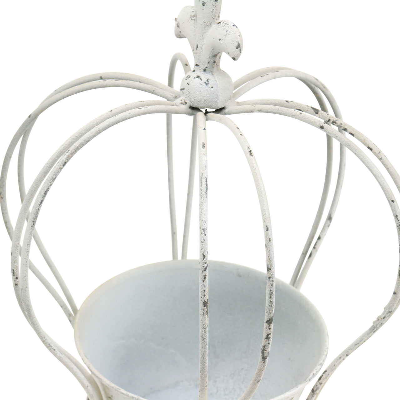 Floristik24.de Krone mit Schale Metalldeko Weiß H26cm-541163-026-134