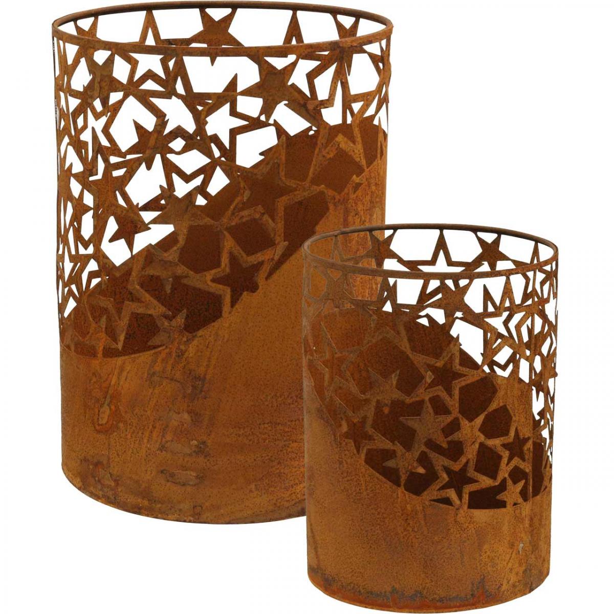 Floristik24.de Metall Windlicht Edelrost Deko Sterne Ø15cm/20cm 2er-Set ...