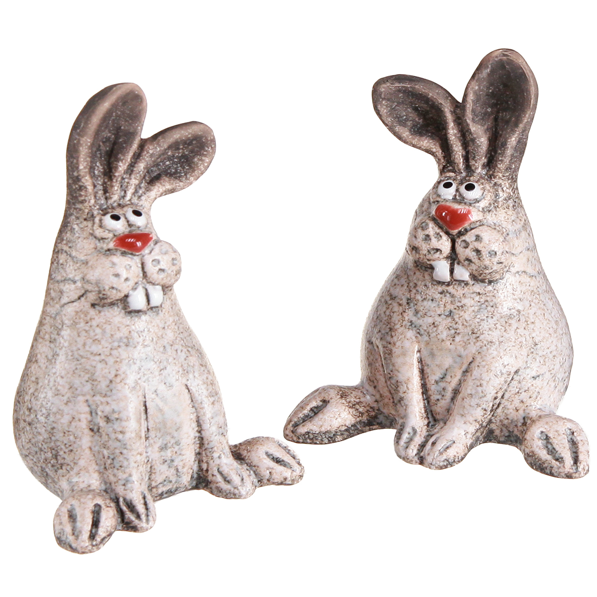 Floristik24.de Osterhase Keramik Lustiges Deko Kaninchen Braun H7cm 6 St