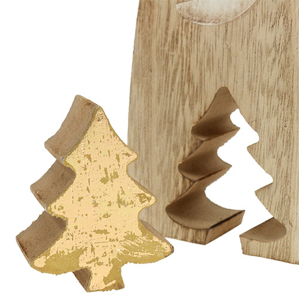 Floristik24.de Weihnachtsmann Holz mit Tanne Gold 17cm-85164