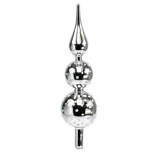 Baumspitze aus Glas Silber mit Punkten 30cm | Floristik24